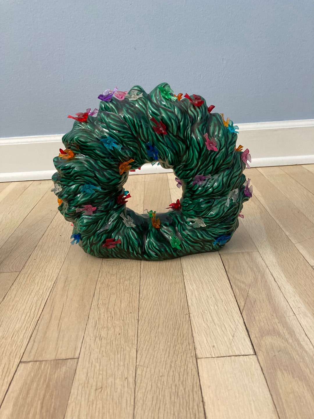 Vintage Christmas Ceramic Wreath Bird Lights - Etsy