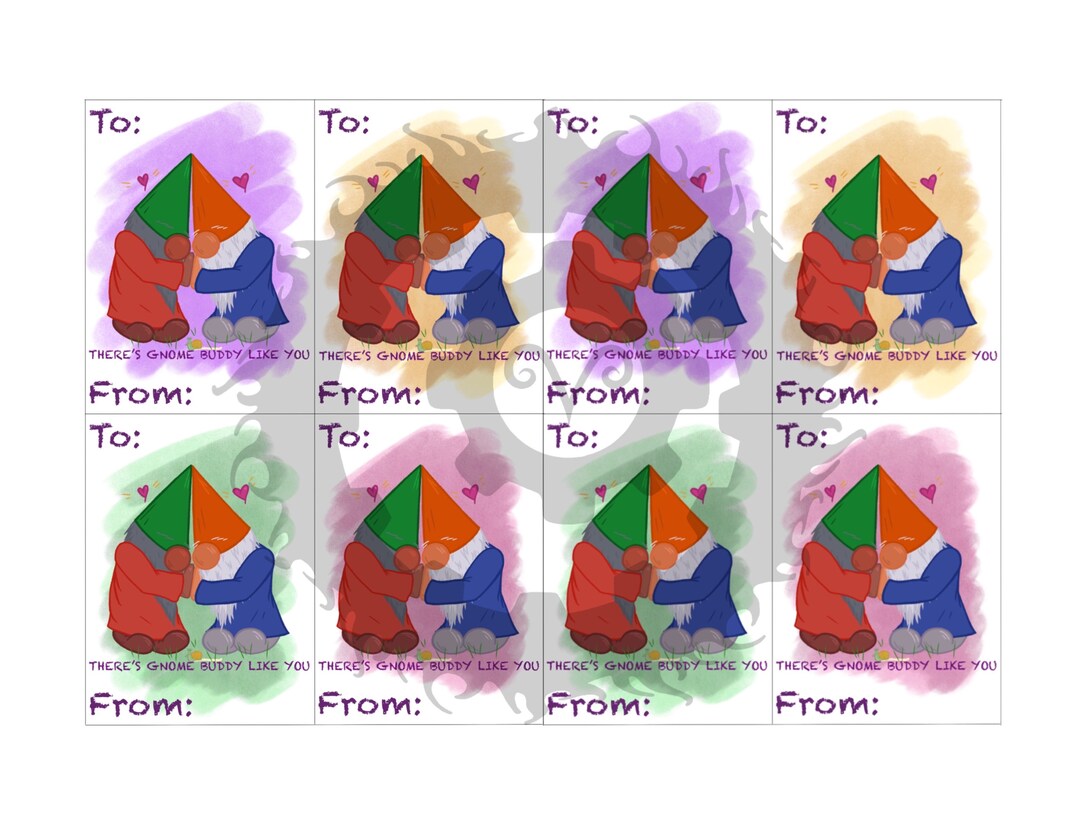 Gnome Valentine Cards - Kids School Valentines (PDF) - Etsy