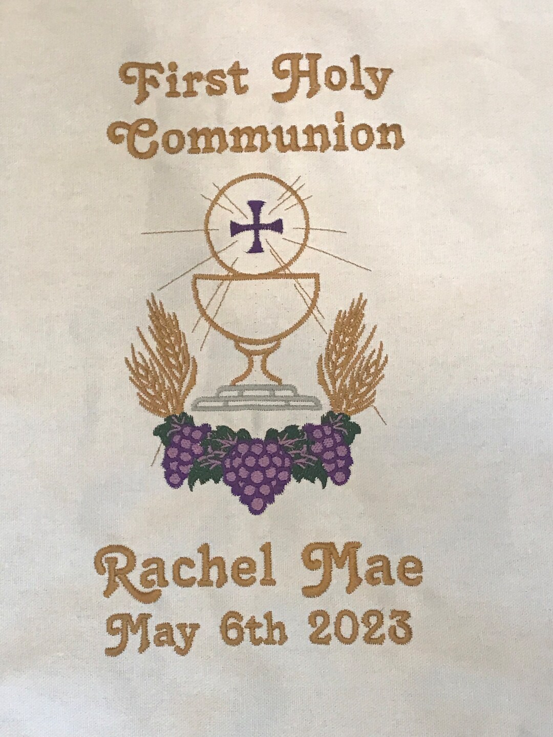Chalice With Grapes & Rays Embroidered Communion Banner - Etsy