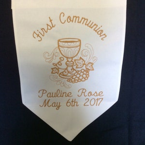 Personalized One Color First Communion Banner With Chalice and Grapes ...