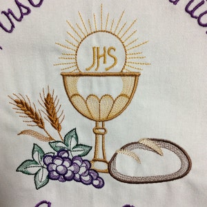 Personalized First Communion Banner With Chalice, Bread, Wheat and ...