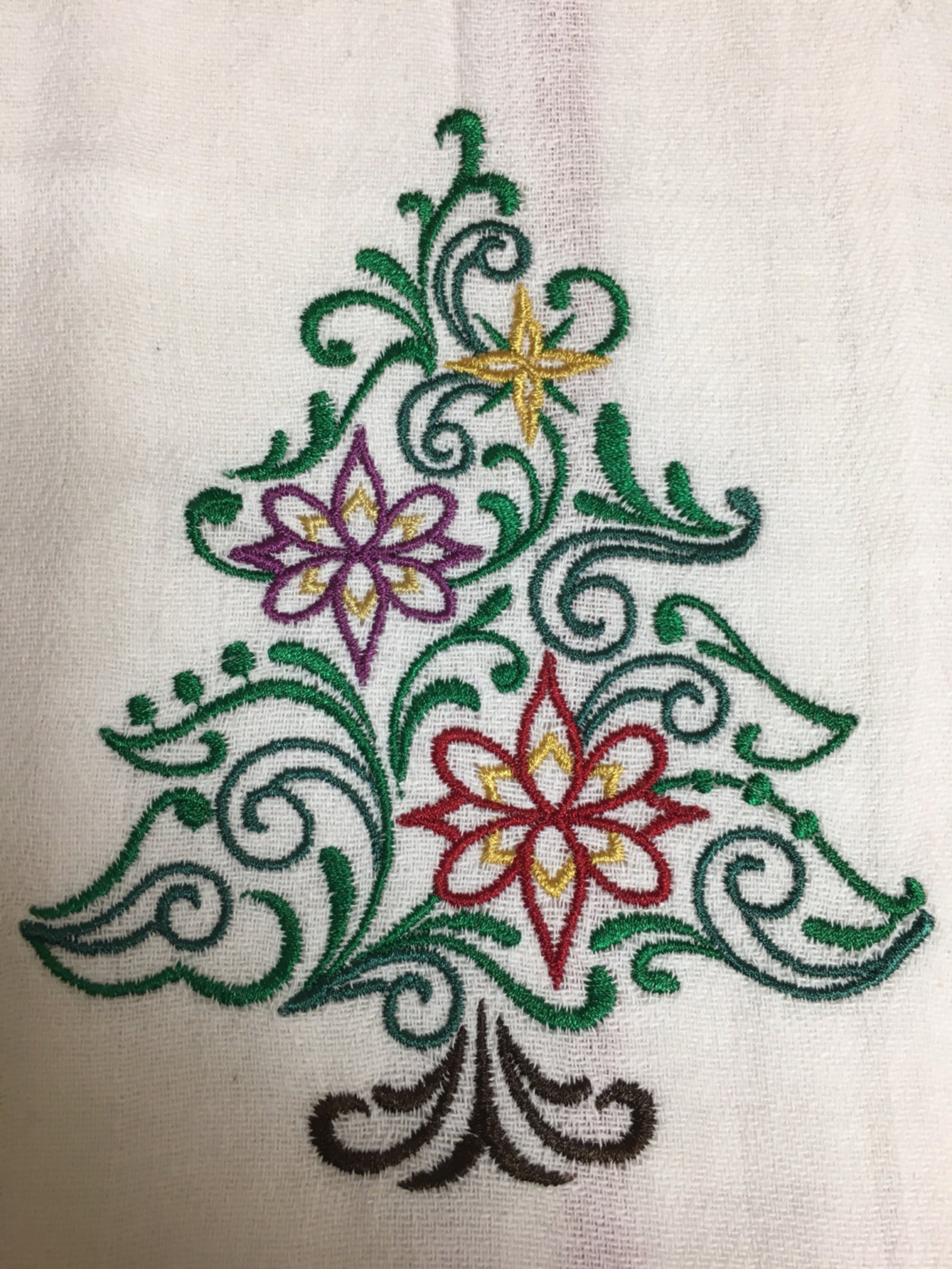 Custom Embroidered Filigree Christmas Tree Towel - Etsy