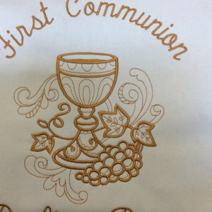 Personalized One Color First Communion Banner With Chalice and Grapes ...