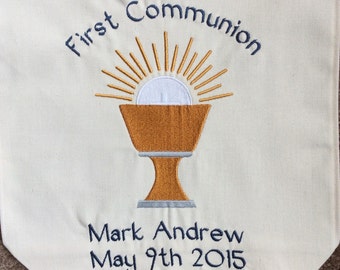 Personalized First Communion Banner With Ornate Embroidered | Etsy