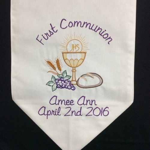 Personalized First Communion Banner With Ornate Embroidered - Etsy