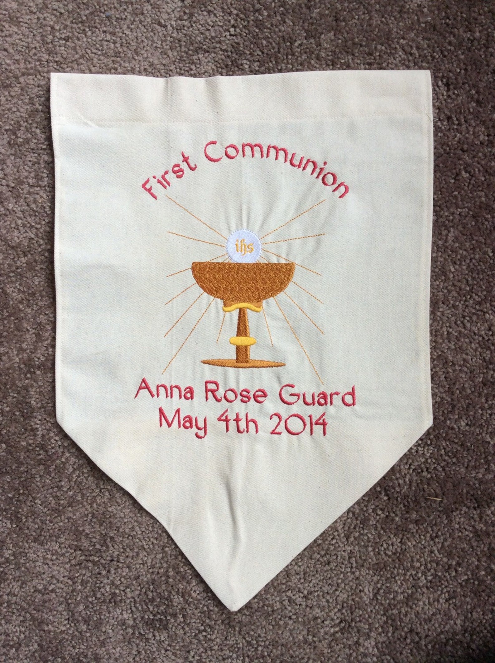 Personalized First Communion Banner With Embroidered Chalice | Etsy