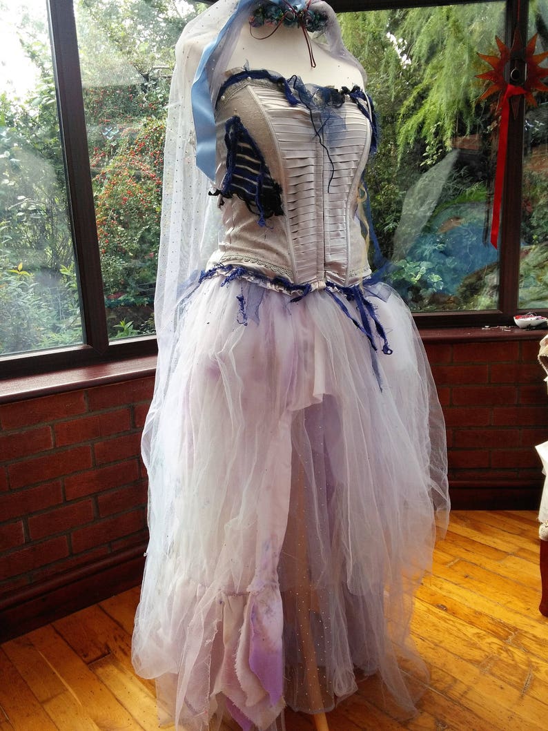 Corpse Bride all sizes tattered long net skirt with corset top | Etsy