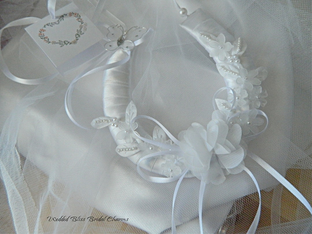 Wedding Horseshoe for the Bride , Bridal Horseshoe, White Butterflies ...