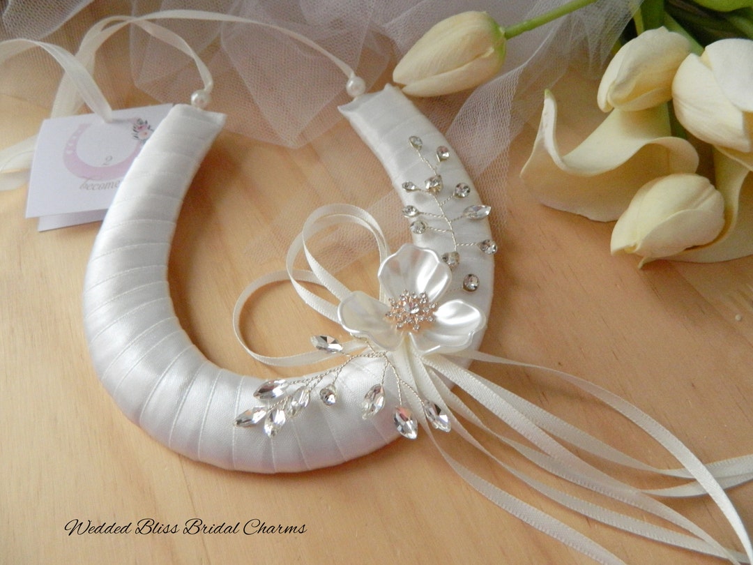 Wedding Horseshoe for the Bride,bridal Horseshoe, Ivory Satin and Ivory ...