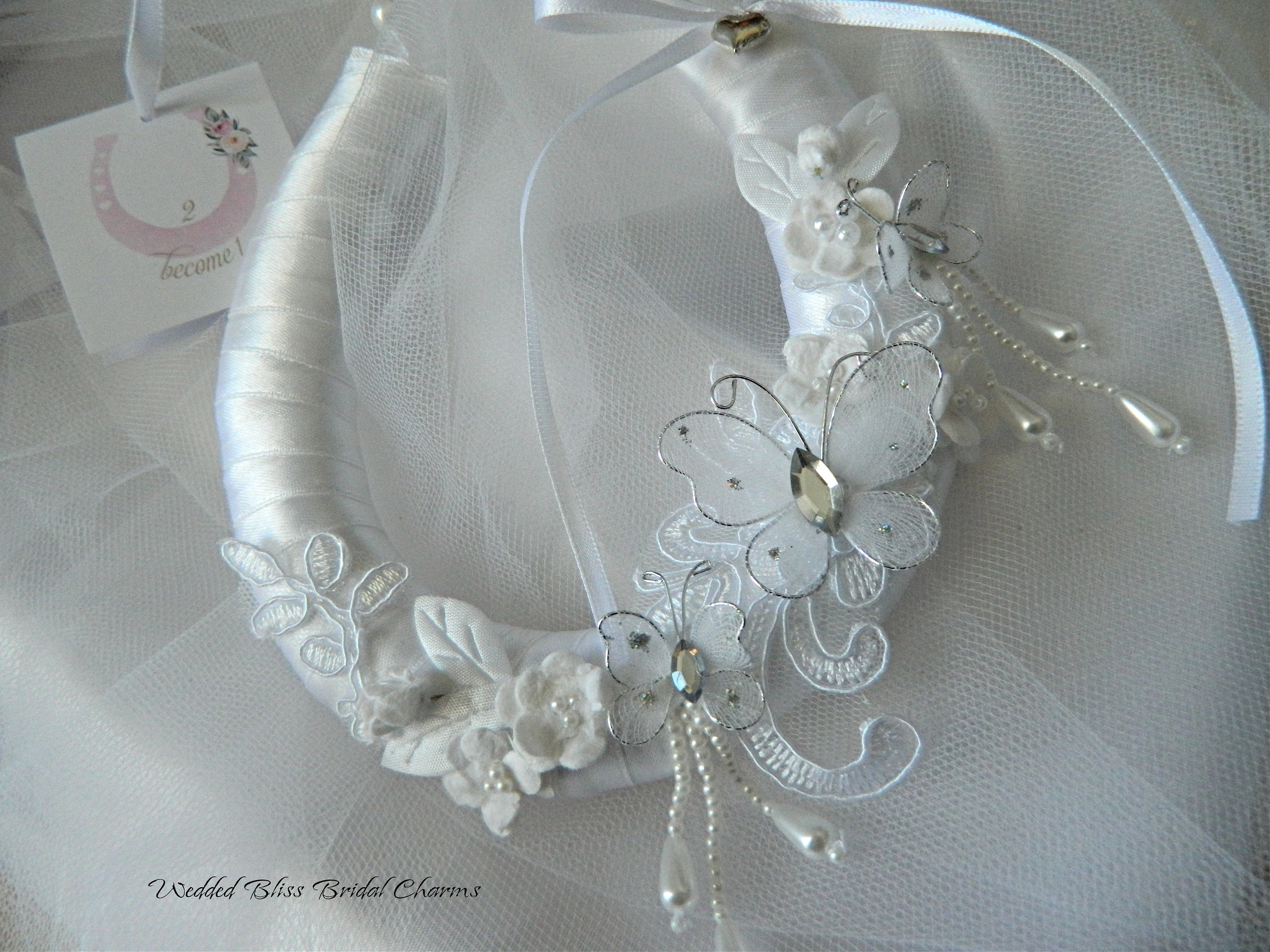 Wedding Horseshoe for the Bride , Bridal Horseshoe, White Butterflies ...