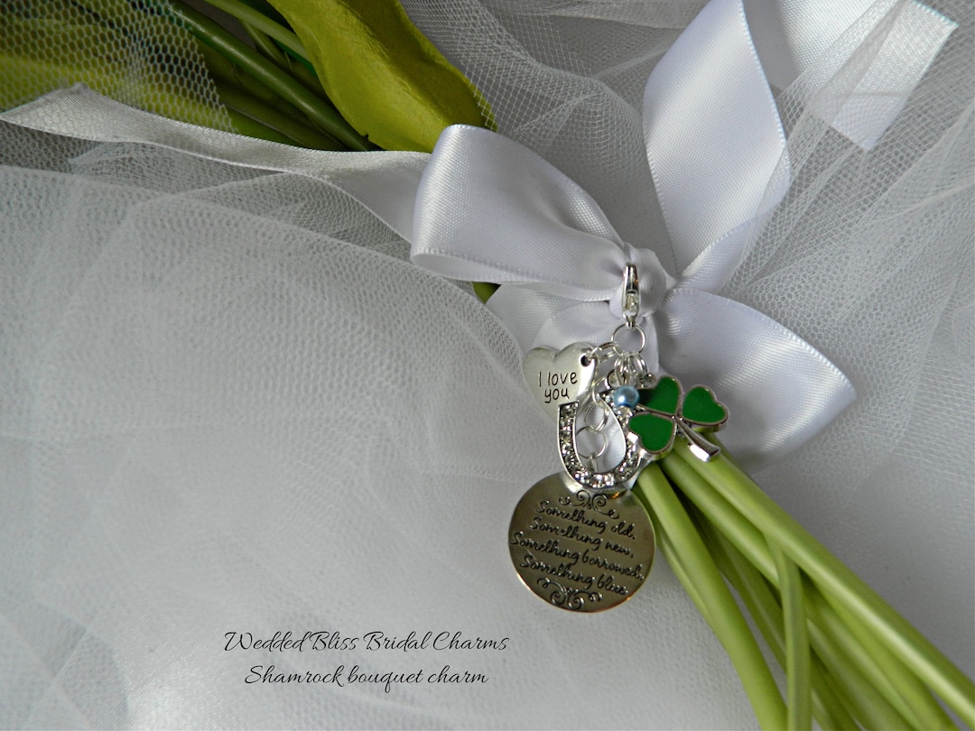 Bridal Wedding Shamrock Bouquet Charm -shamrock Charm -something Blue ...