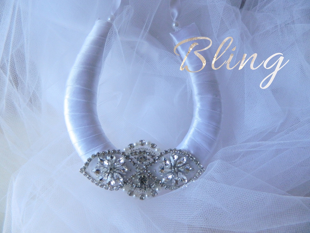Wedding Horseshoe for the Bride , Bridal Horseshoe, White Satin and ...