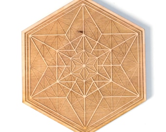 Cubic Consciousness Wooden Crystal Grid Design by Decah | Etsy