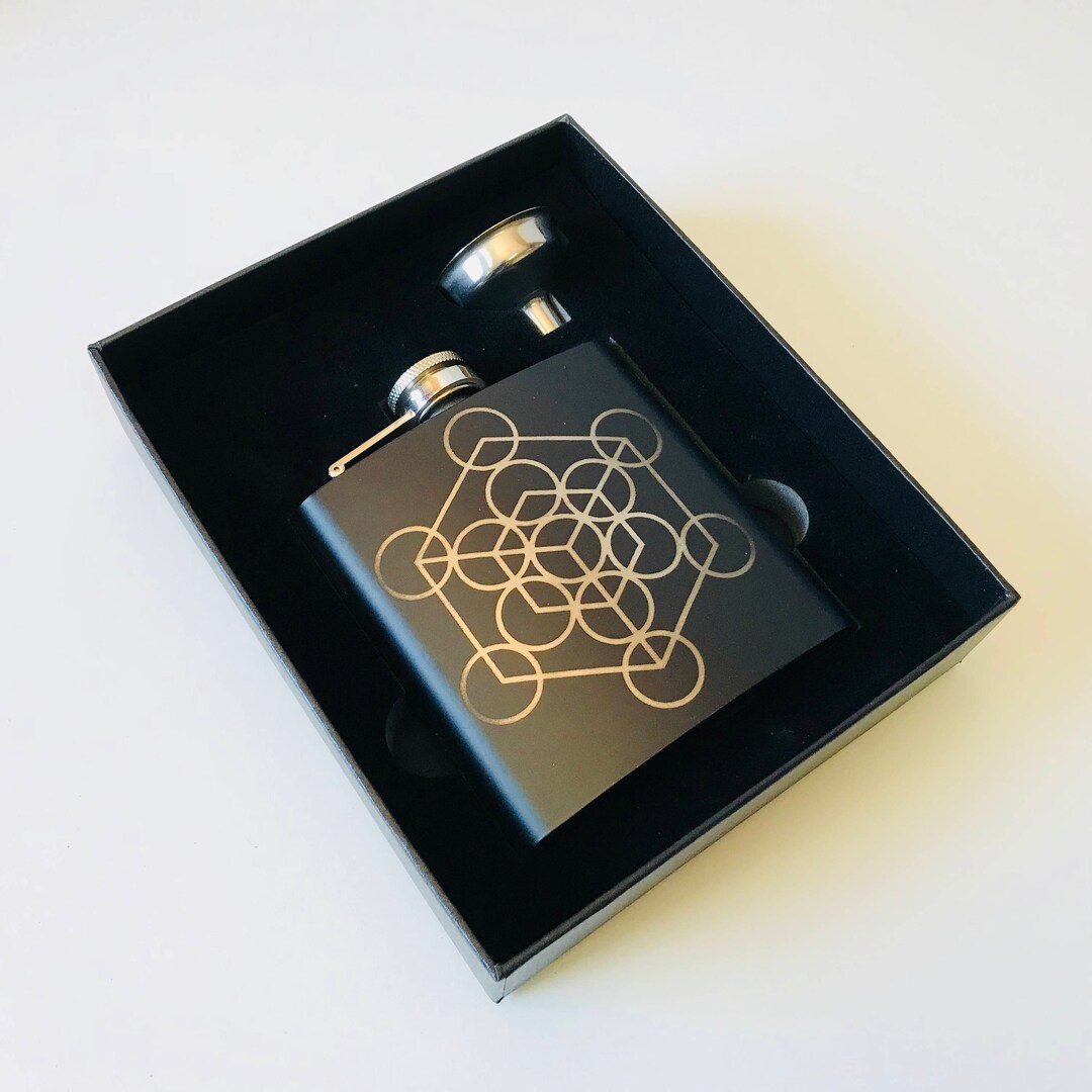 Metatron's Cube - Black Stainless Steel Flask - Sacred Geometry ...