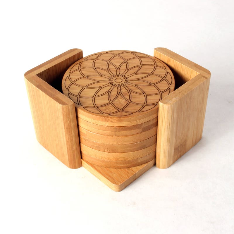 Bamboo Round Coasters - Etsy