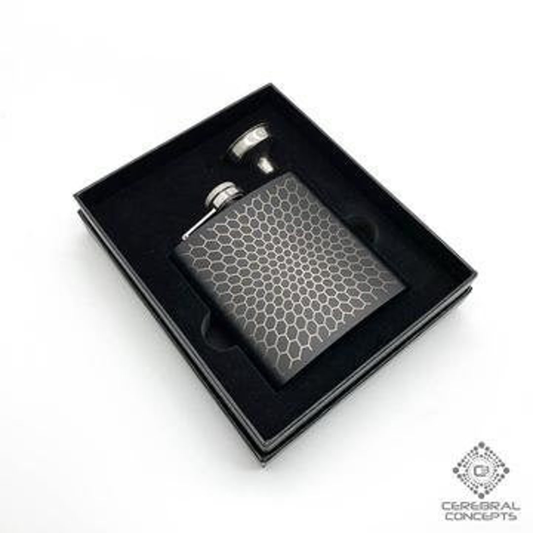 Honeycomb Implosion Black Stainless Steel Flask Gift for Him Gift for ...