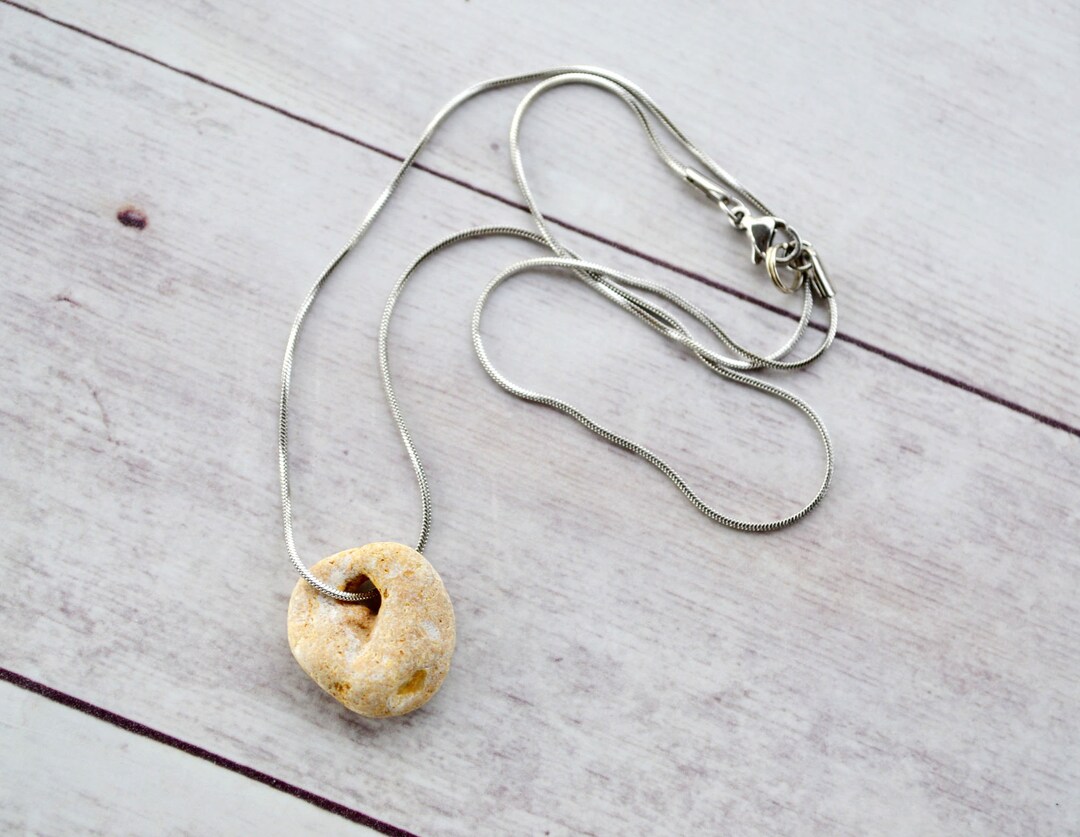 Small Hag Stone With Stainless Steel Chain Genuine Beach - Etsy