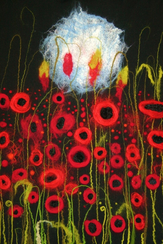 Items similar to Poppy moon beautiful handmade felted art on Etsy