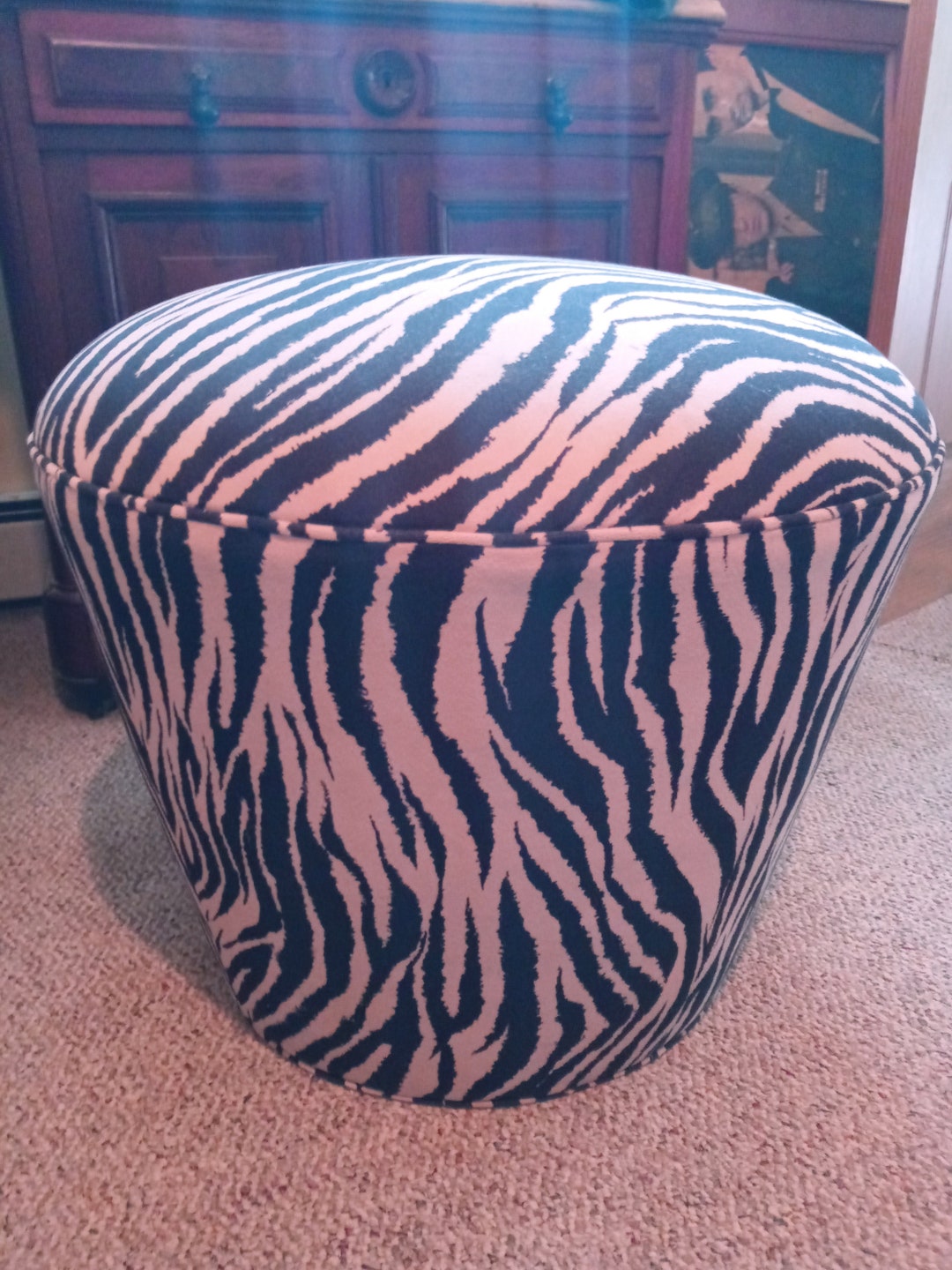 Zebra Footstool Chair Vintage 1973 Retro - Etsy