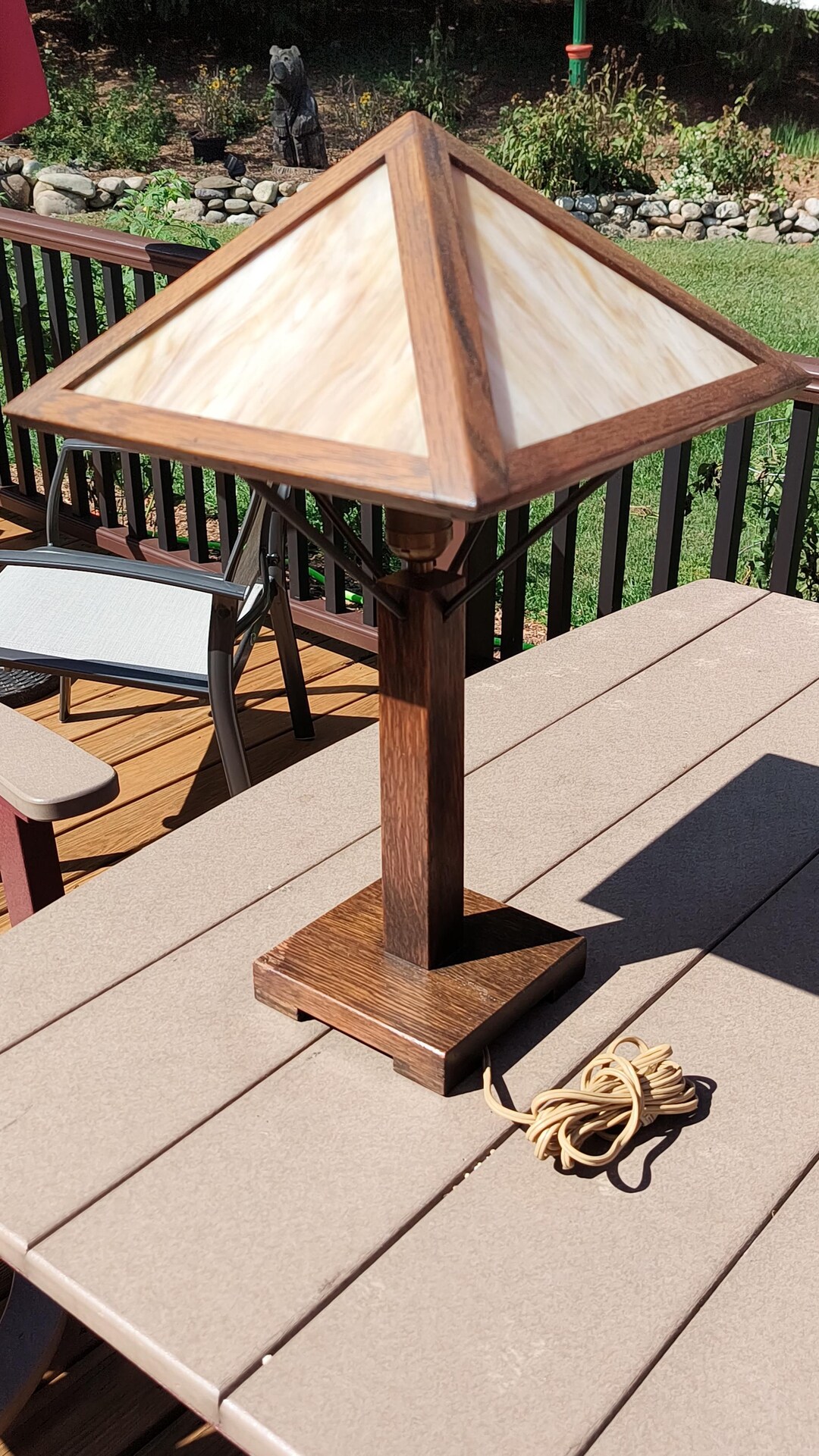 Craftsman Mission Table Lamp Antique Slag Glass Arts and Crafts 1920 ...