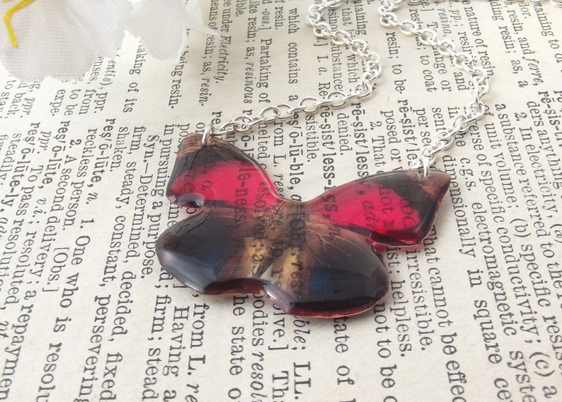 Handmade Red Butterfly Necklace. Unique Nature Inspired - Etsy
