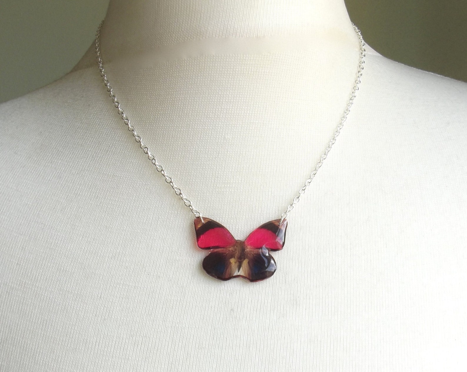 Handmade Red Butterfly Necklace. Unique Nature Inspired - Etsy