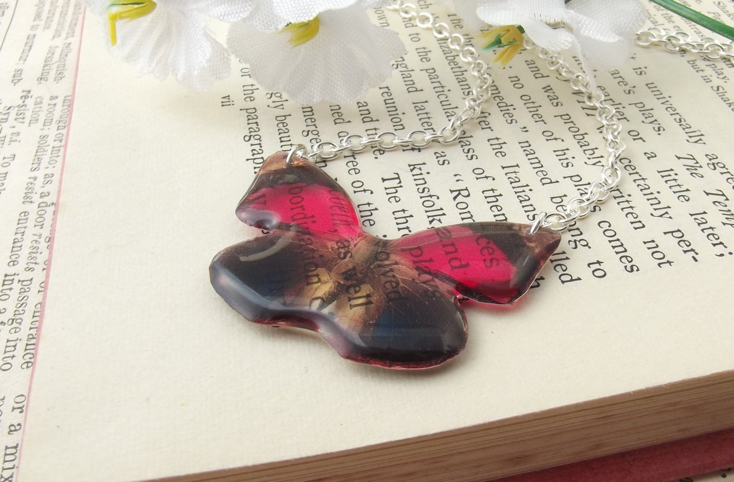 Handmade Red Butterfly Necklace. Unique Nature Inspired - Etsy