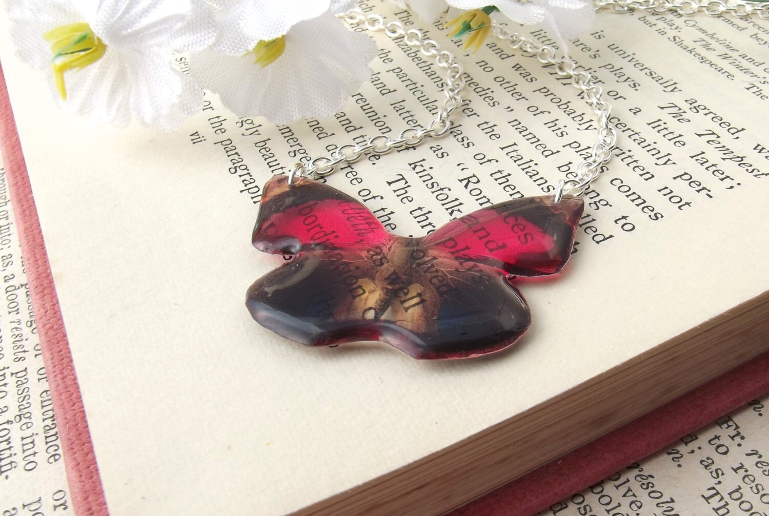 Handmade Red Butterfly Necklace. Unique Nature Inspired - Etsy