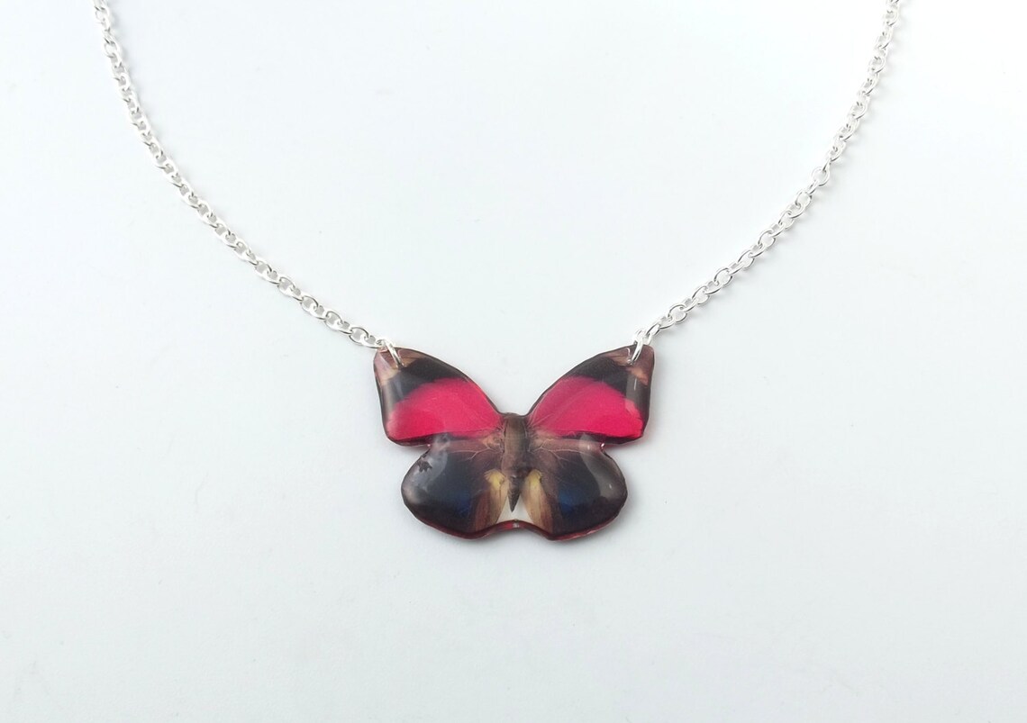 Handmade Red Butterfly Necklace. Unique Nature Inspired - Etsy