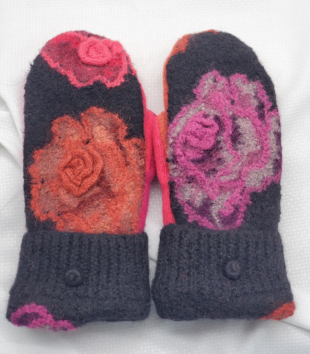Super Xtra Warm 3D Embroidered Flowers Alpaca Felted Wool Sweater ...