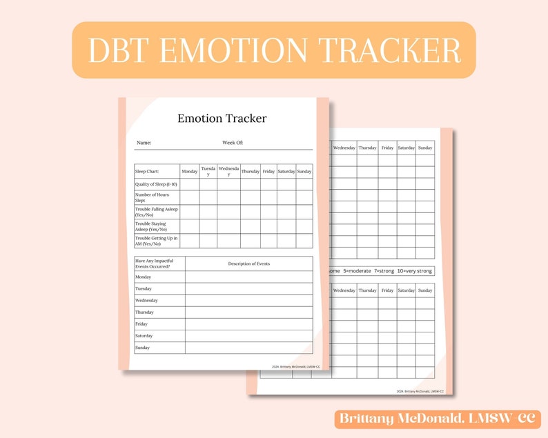 DBT Emotion Tracker, Diary Card, Emotion Planner, Skills Tracking ...