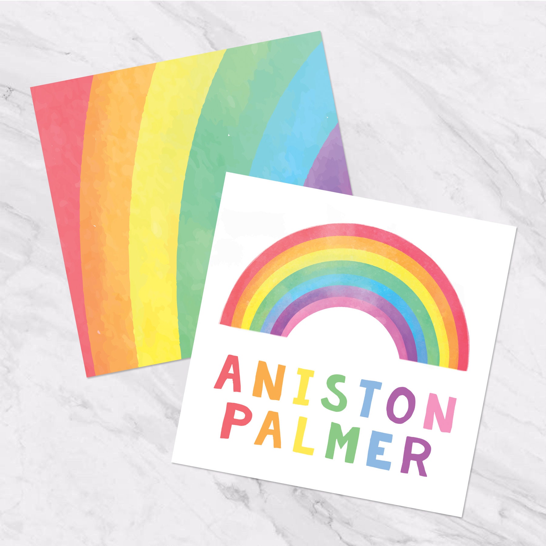 Watercolor Rainbow Gift Tags Enclosure Cards Girly Gift Card Favor Tags ...