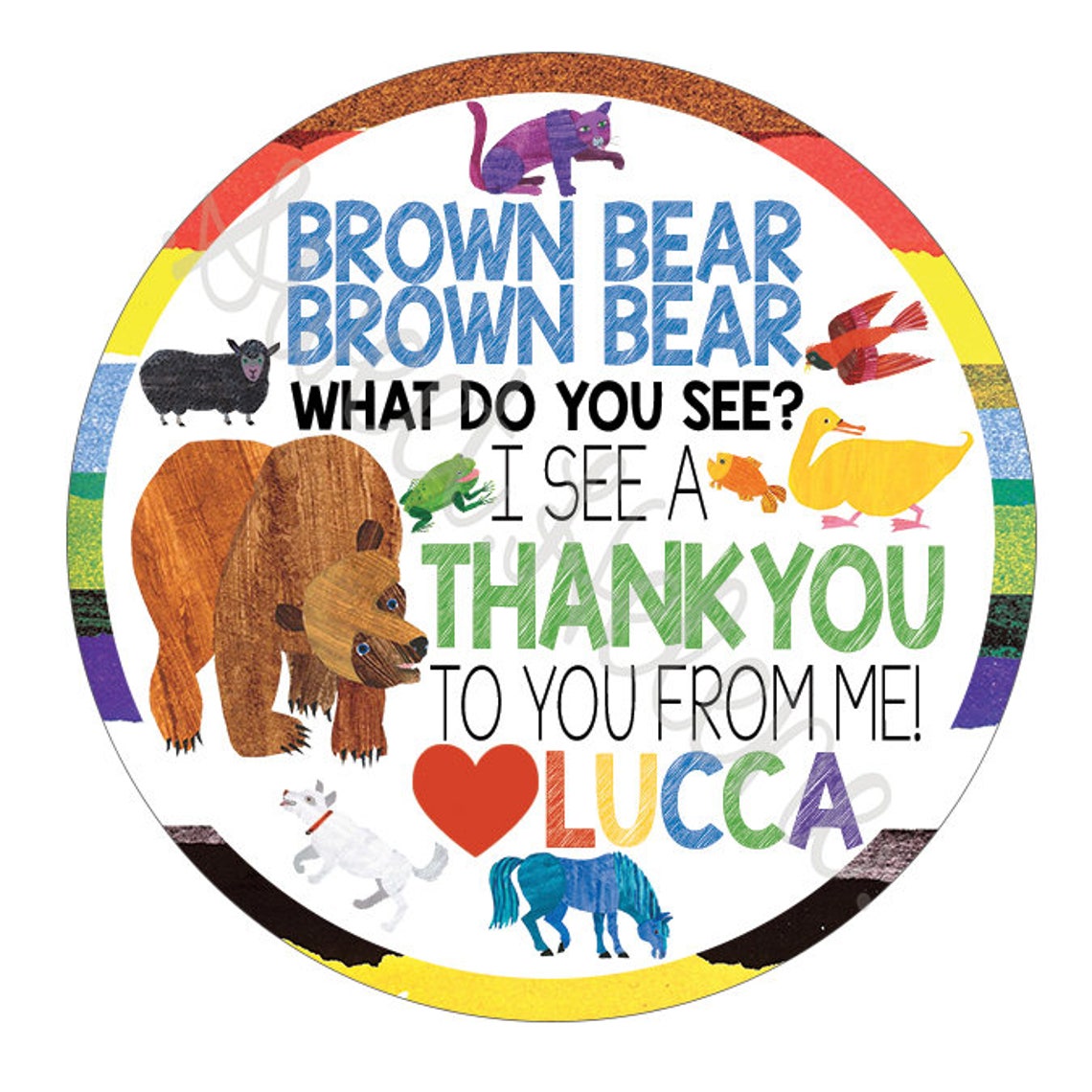 Brown Bear Stickers : Party Circles Customized Thank You - Etsy