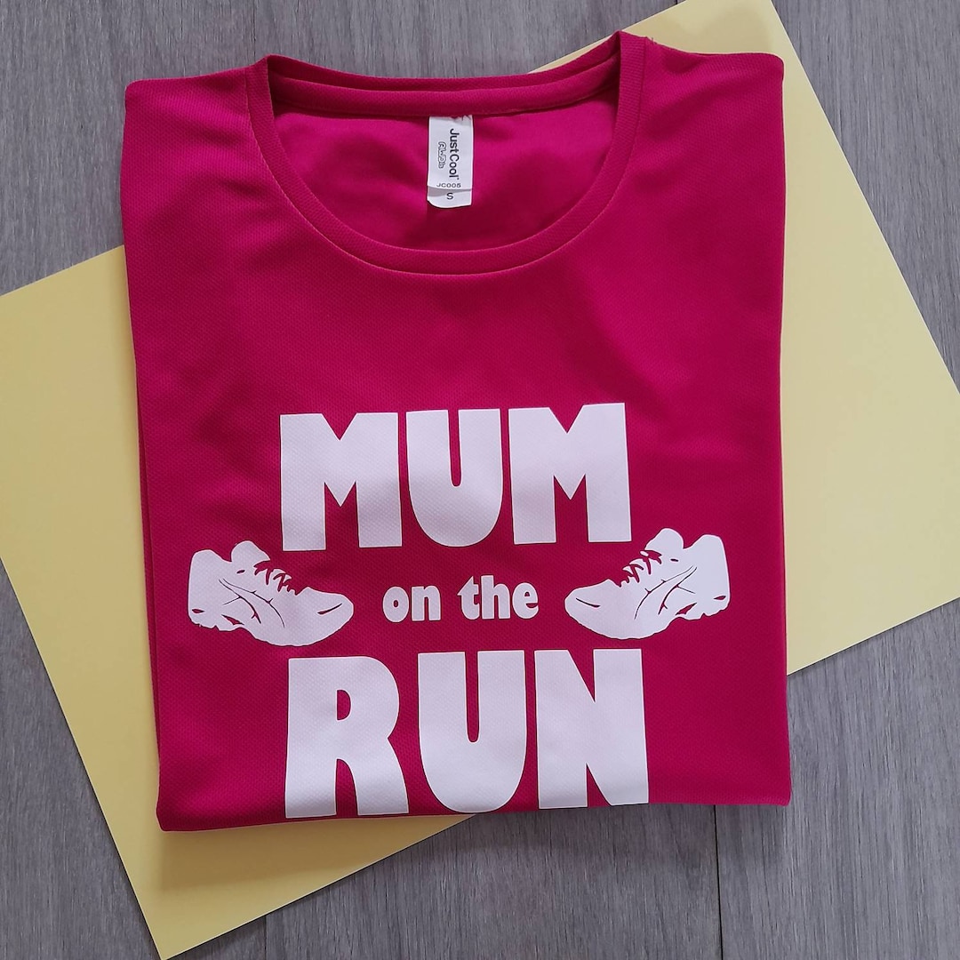 Womens Mum on the Run Technical Running T Shirt, Gift for Female Runner ...