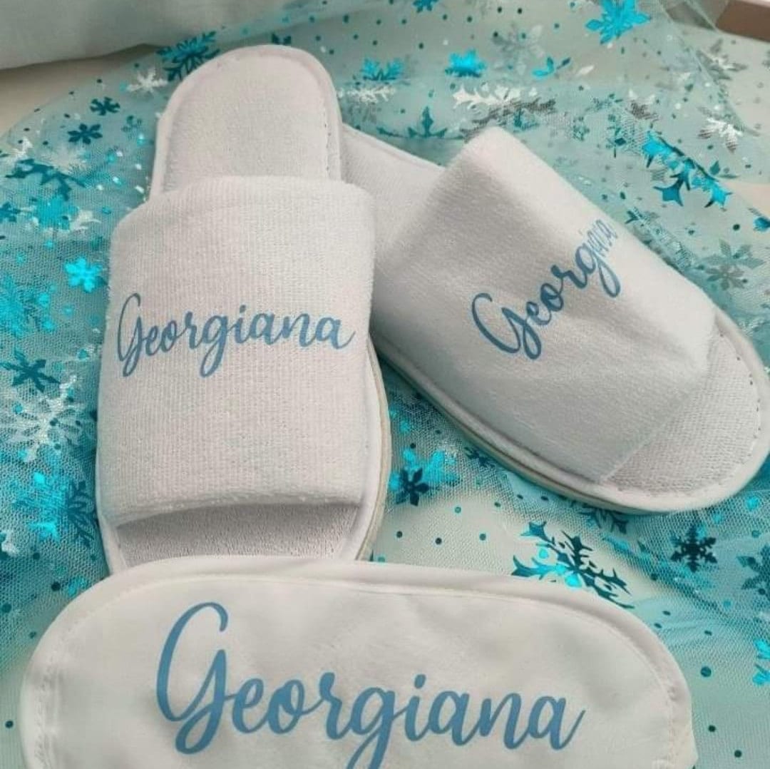 Personalised Slippers White Spa Style Slippers Sleepover - Etsy
