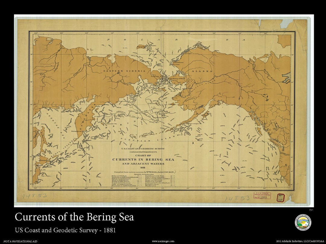 Print of the Bering Sea Currents - 1881 Nautical Map - Etsy