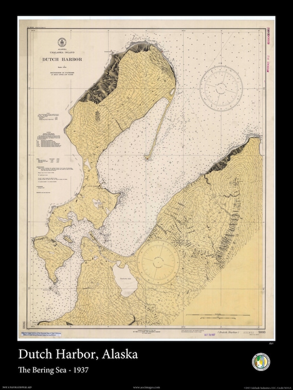 Nautical Map of Dutch Harbor Alaska 1937 | Etsy