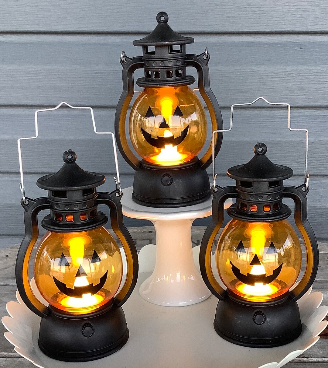 Fall Pumpkin Lantern, Halloween Jack O Lantern Lamp, Fall Tiered Tray Decor, Wreath Accents ...