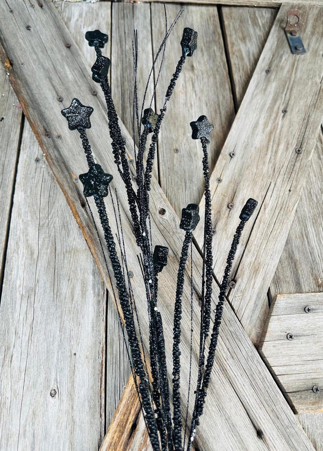 Black Glitter Star Sprays, Floral Sprays, Black Floral Stems, Wreath ...