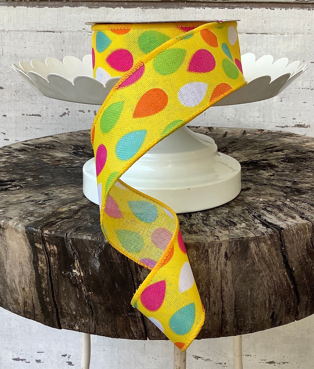 1.5 Inch Wired Ribbon, Spring Ribbon, Raindrop Ribbon, Multicolor ...
