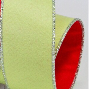 2.5 Inch Wired Ribbon, Double Sided Ribbon, Light Green/ Melon Ribbon ...