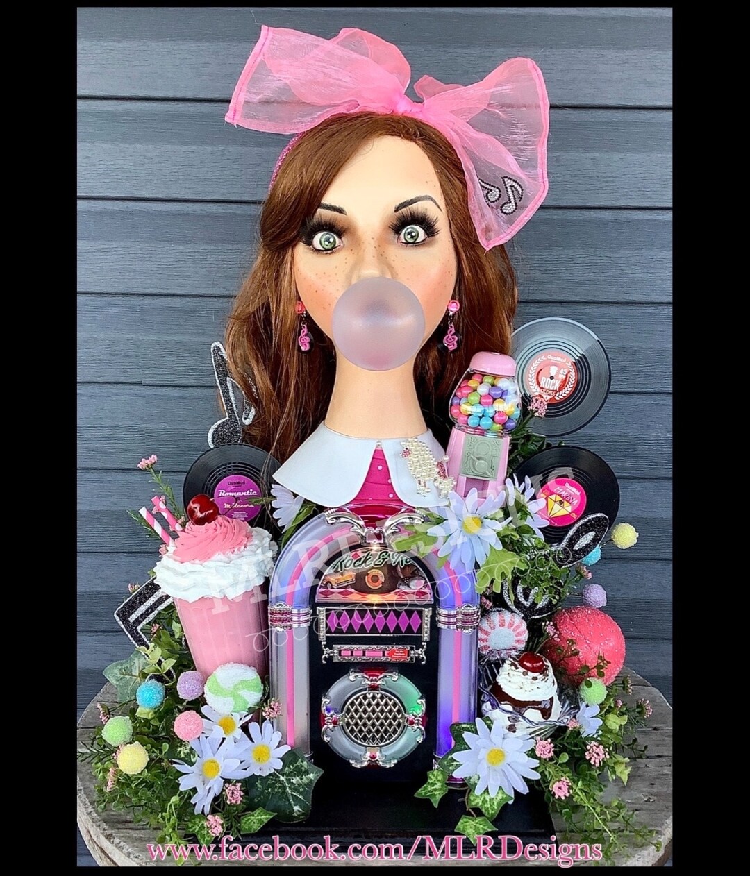 Rock and Roll Jukebox Arrangement, Table Vintage 50's Decor, Vintage ...