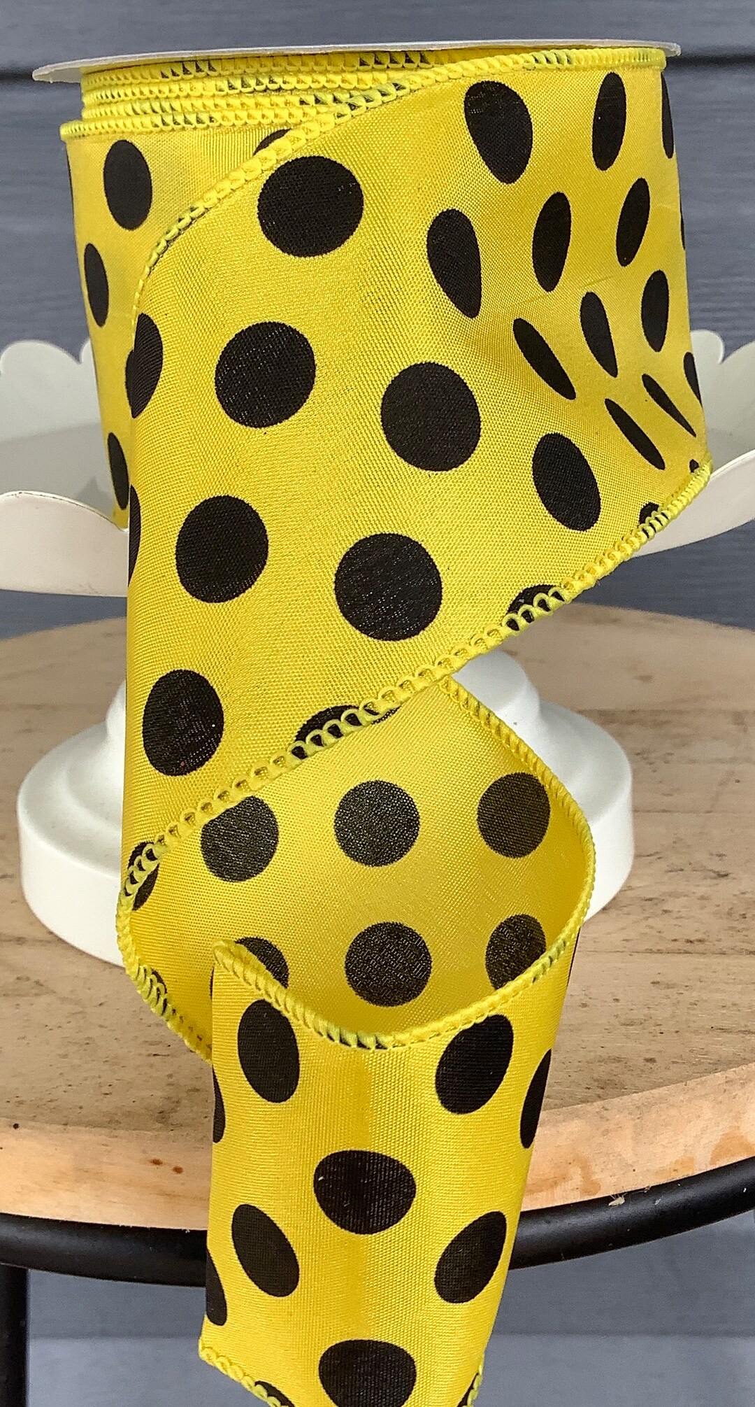 Yellow Polka Dot Bee Wired Ribbon, 2.5 Inch, 10 Yards - Etsy
