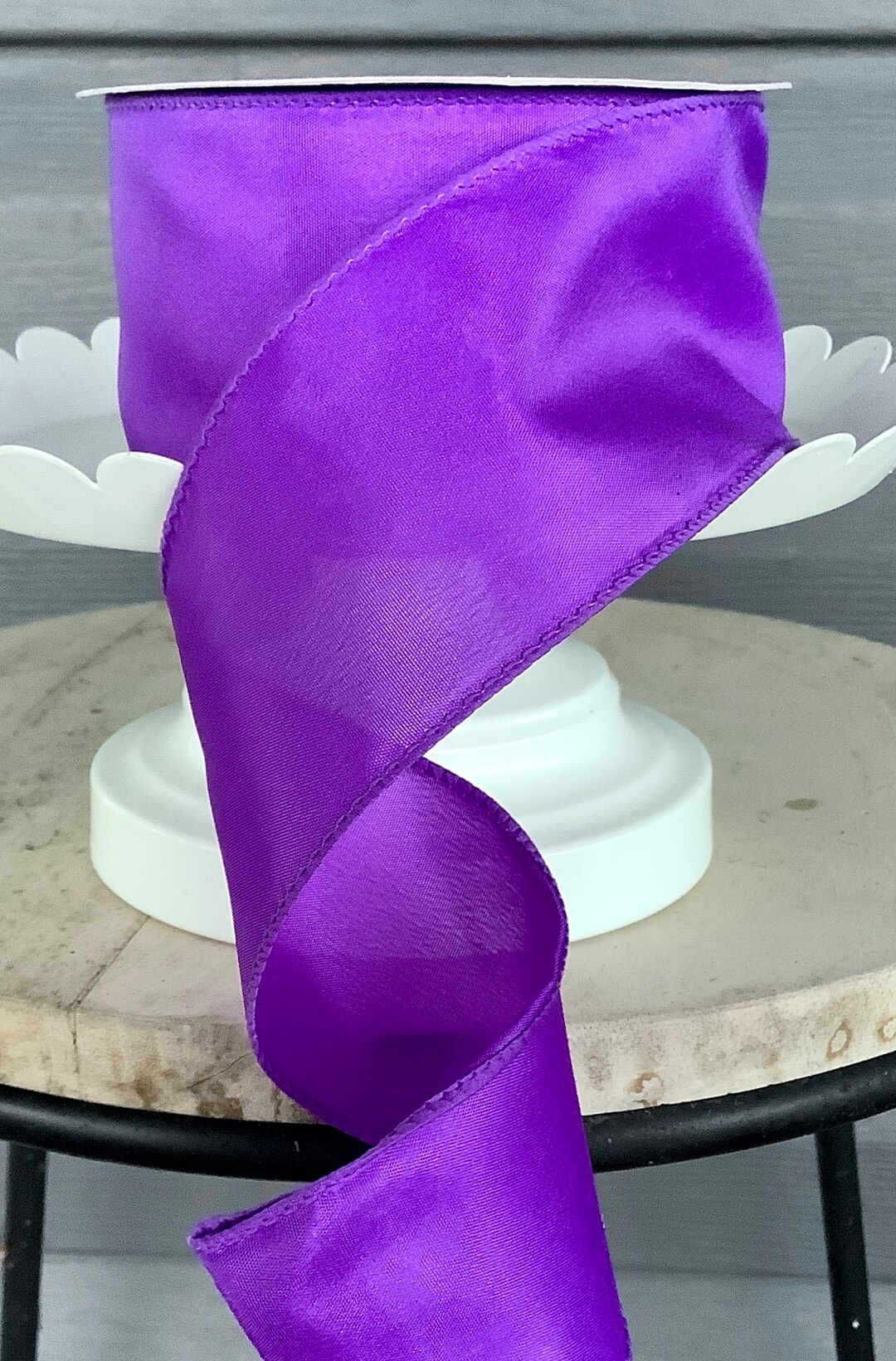 2.5 Inch Purple Satin Wired Ribbon, Year Round Ribbon, Everyday Ribbon ...