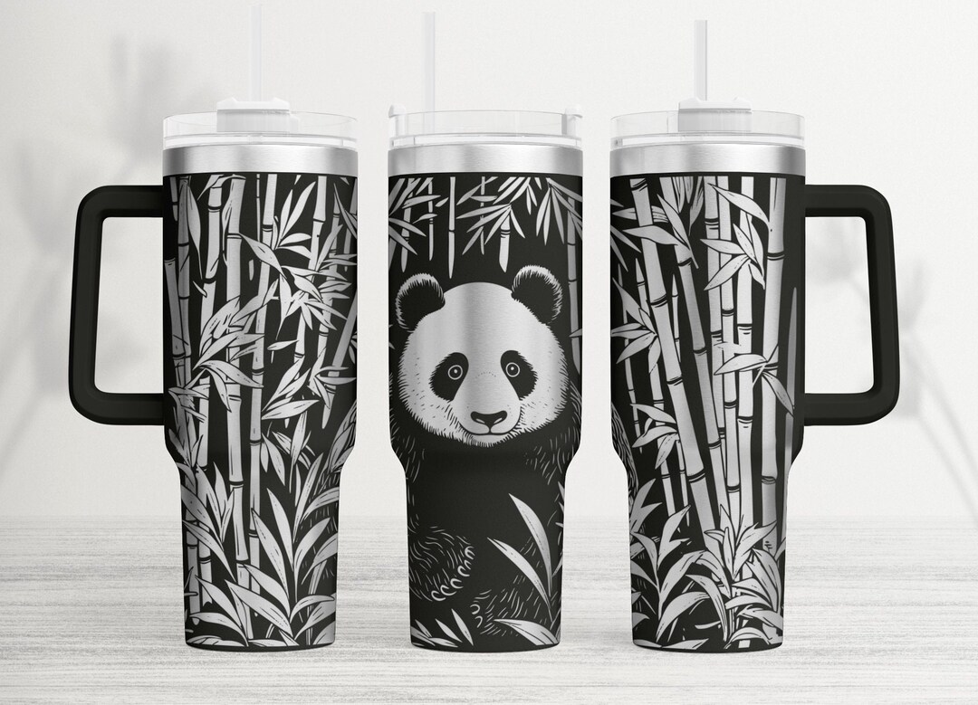 Panda Tumbler Wrap Laser SVG: Engraved 40oz Tumbler Design (digital ...