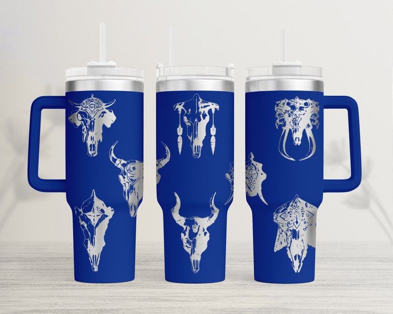 Western Skull Tumbler Wrap Laser SVG File: 40oz Engraved Design ...