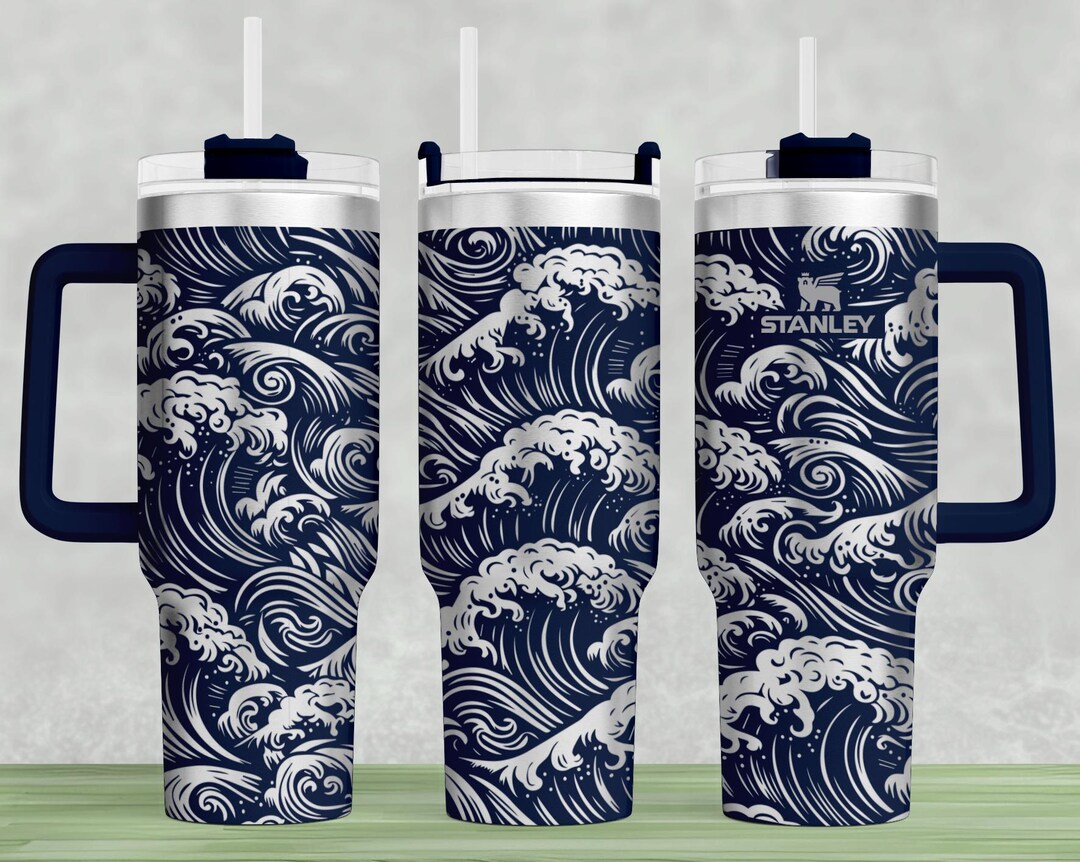 Design for Stanley 40oz Tumbler Wrap Laser SVG, Ocean Waves SVG Design ...
