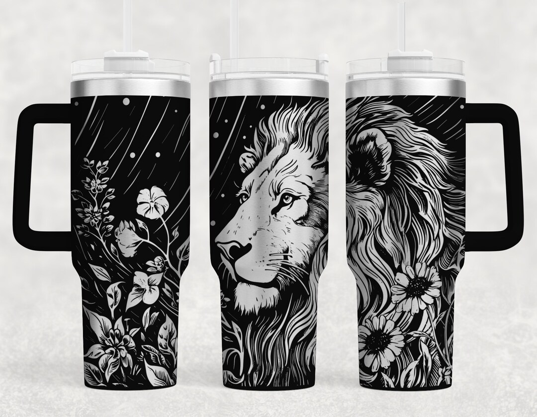 Lion SVG, Highly Detailed 40oz Tumbler Laser SVG PNG, Laser Engraved ...