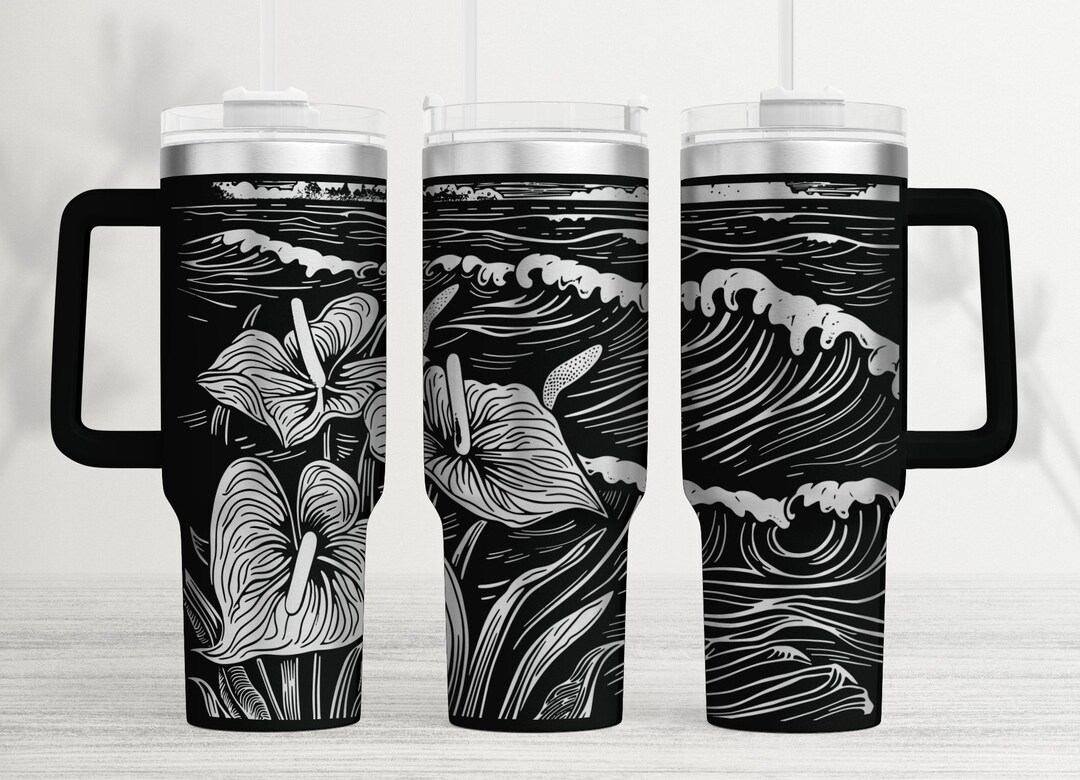 Anthurium Flower Hawaiian Tumbler Wrap Laser SVG, 40oz (digital ...