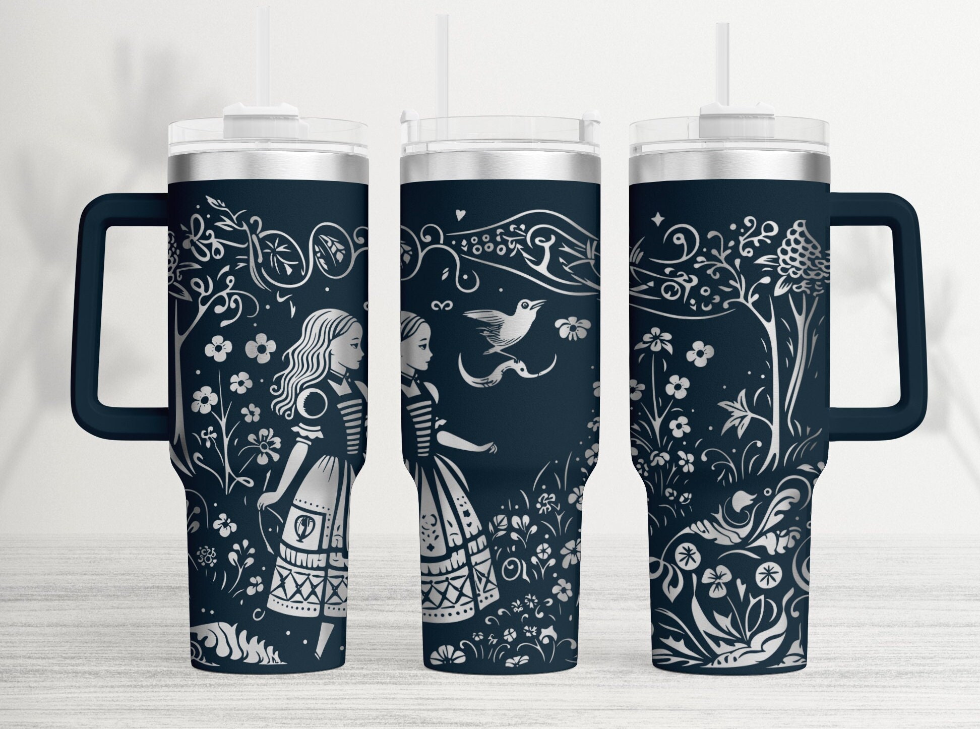 Alice in Wonderland Tumbler Wrap SVG, Full Wrap Svg, 40 Oz Tumbler Wrap ...